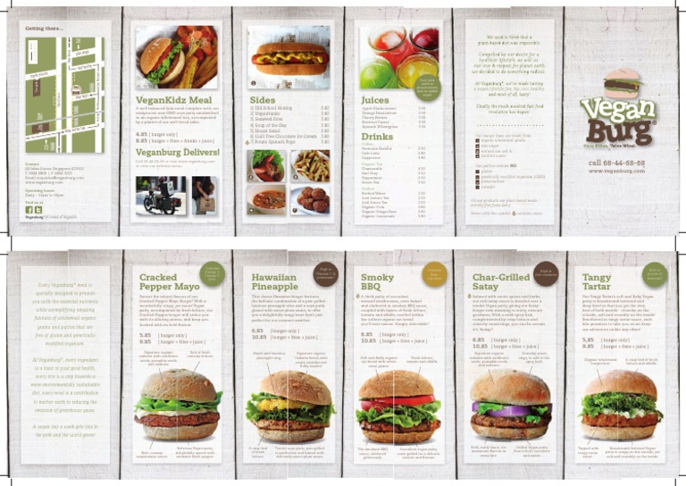 Vegan Burger Menu PDF | PDF | Hamburgers | Food And Drink Preparation