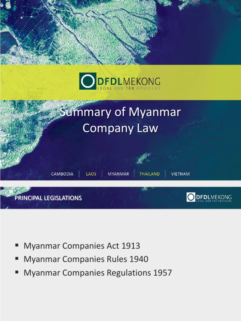 Myanmar - Summary of Myanmar Company Law | PDF | Liquidation | Corporations