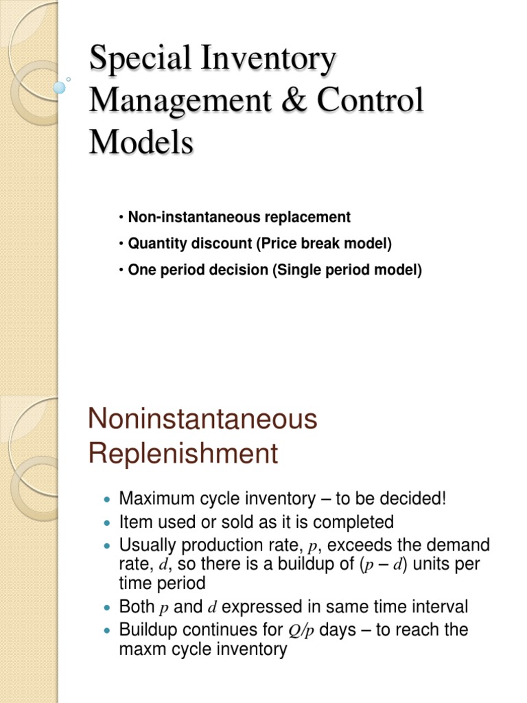 Special Inventory MGMT Models | PDF | Prices | Demand