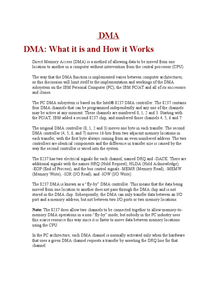 DMA | PDF | Central Processing Unit | Input/Output
