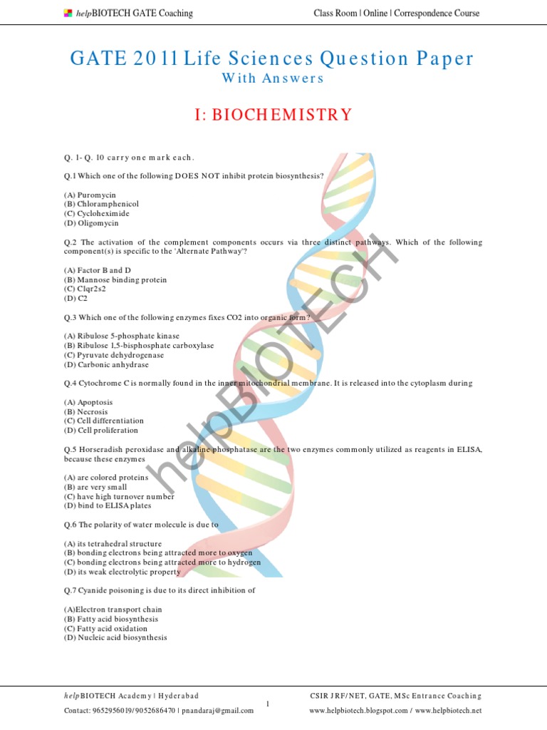 GATE Life Sciences Coaching Overview | PDF