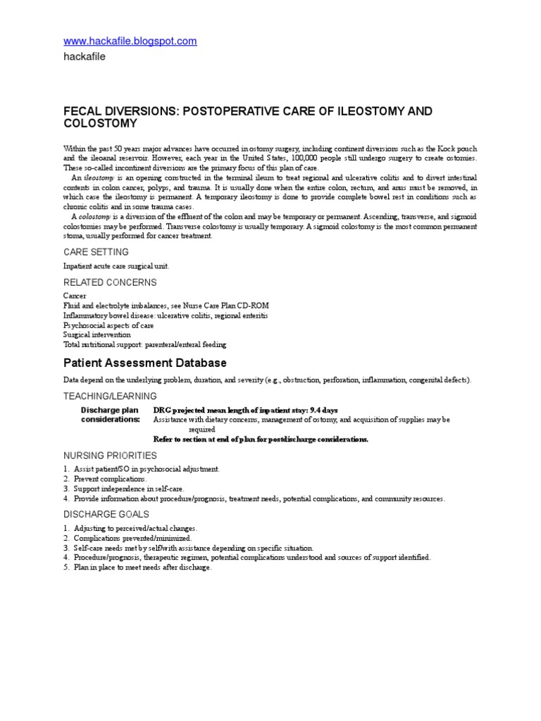 Nursing Care Plan For "Fecal Diversions" | PDF | Constipation | Medical ...