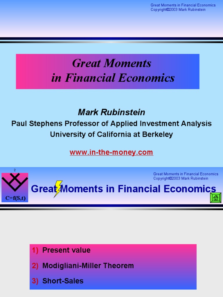Great Moments in Financial Economics: Mark Rubinstein | PDF | Stocks ...