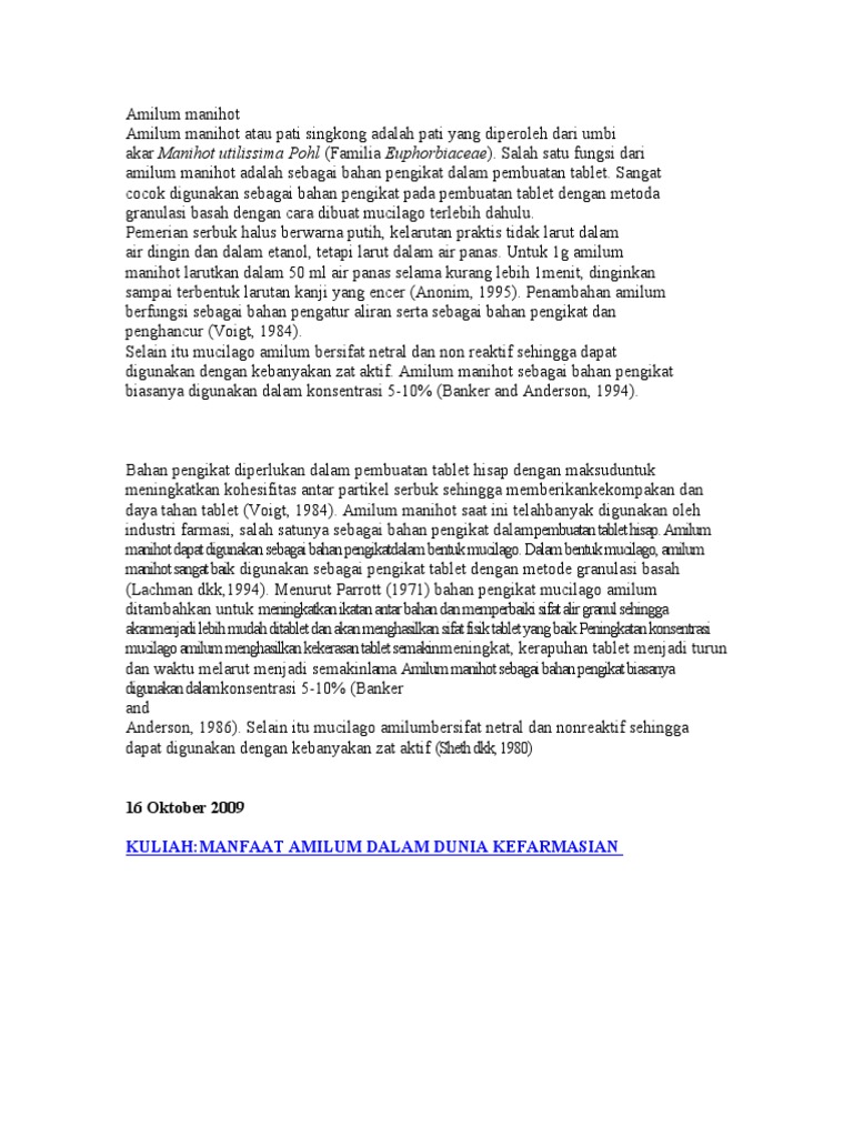 Amilum Manihot | PDF