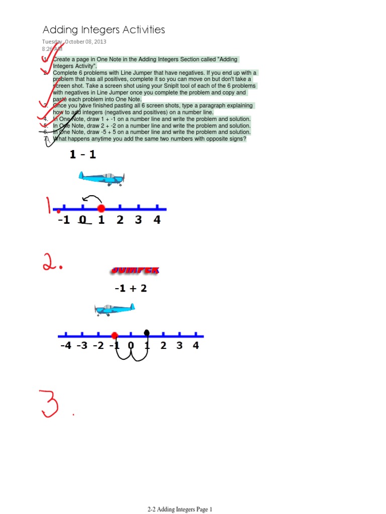 Integer Addition for Students | PDF