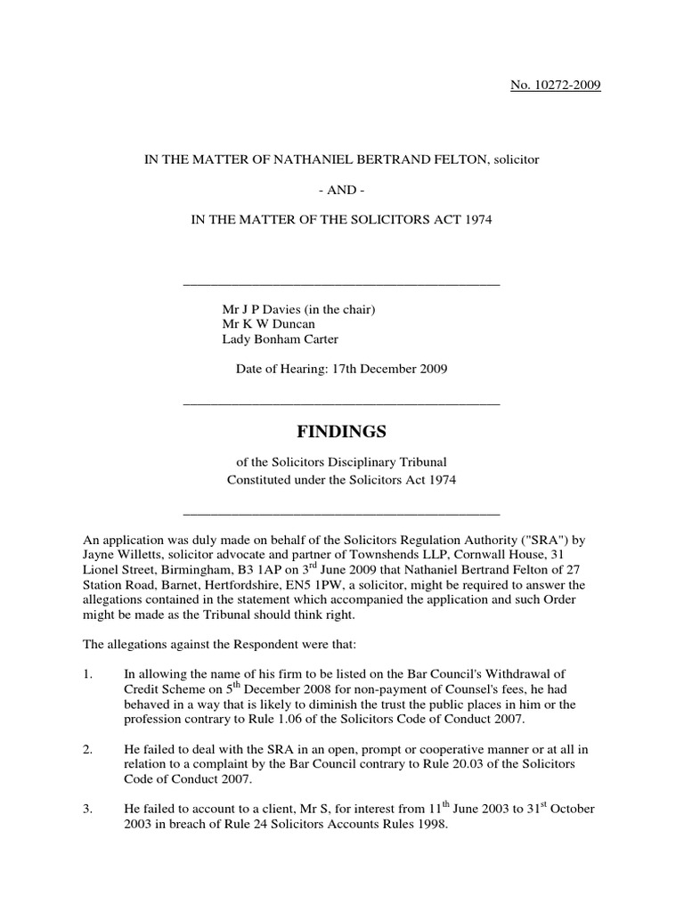 10272-2009 - Felton | PDF | Solicitor | Cheque