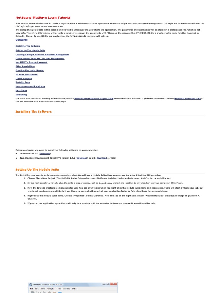 NetBeans Platform Login Tutorial | PDF | Net Beans | Applications ...