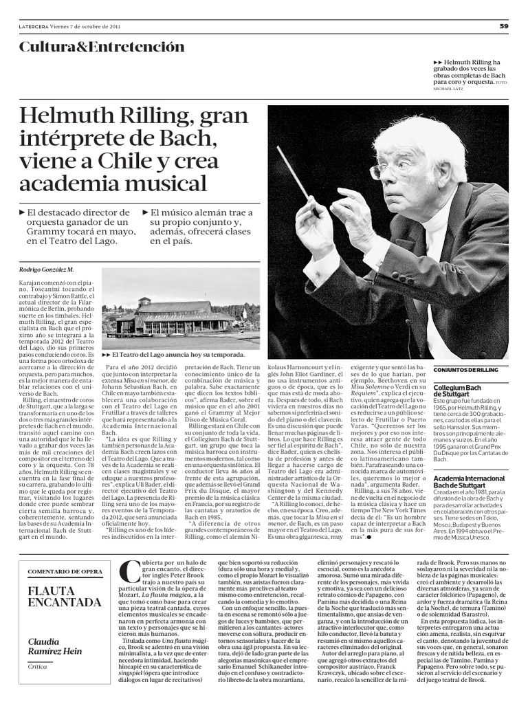 Helmuth Rilling en Chile | PDF | Johann Sebastian Bach | Las artes ...