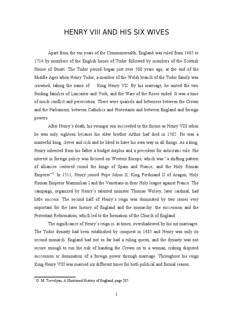 King Henry VIII's Pursuit of a Male Heir: An Examination of the King's ...