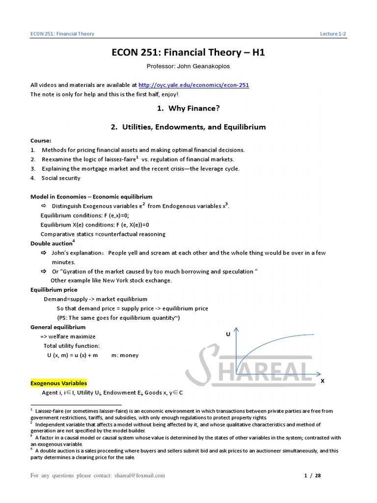 ECON 251 Financial Theory - Notes H1 | PDF | Bonds (Finance) | Yield ...