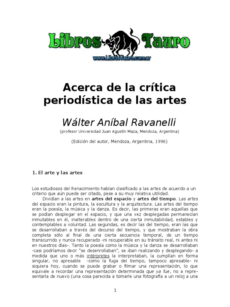 Ravanelli, Walter Anibal - Acerca de La Critica Periodistica de Las ...