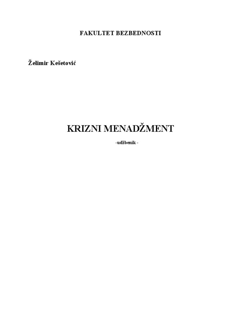 Krizni Menadzment | PDF
