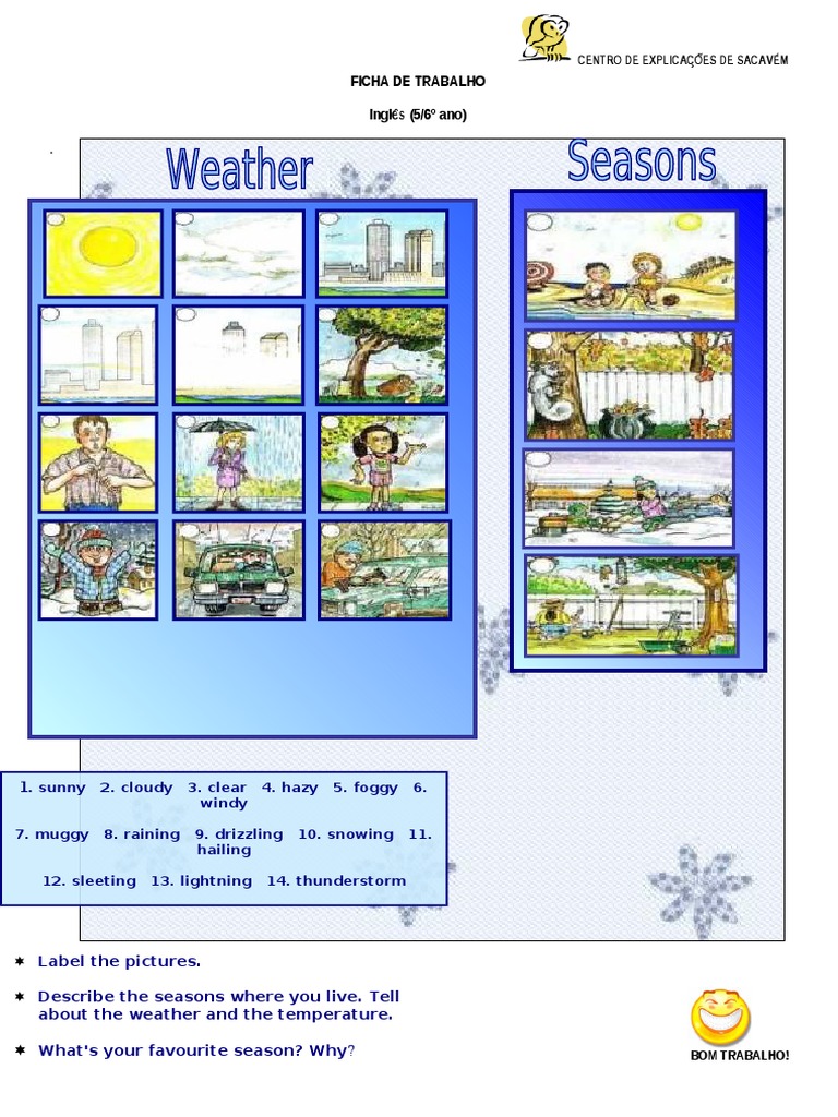 Ficha de Trabalho Ingles 5 - 6 Weather and Seasons | PDF