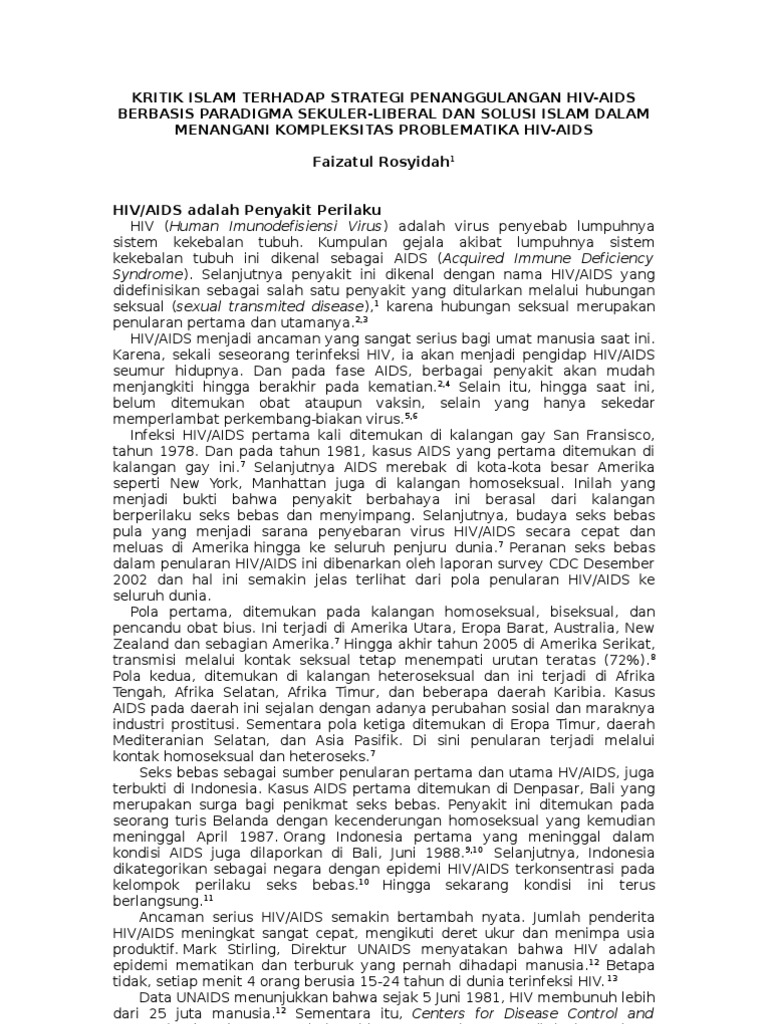 Kritik Islam Terhadap Strategi Penanggulangan Hiv-Aids Berbasis ...