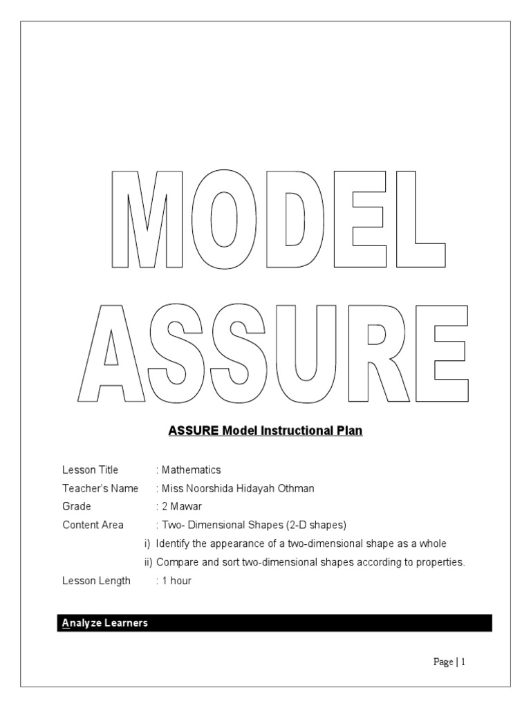 ASSURE Model Instructional Plan: Analyze Learners | PDF | Learning ...