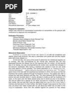 Sample Psychological Assessment Report | PDF | Wechsler Adult ...