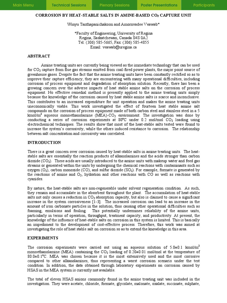 Amine Heat stable salts - its type and effects | Acid | Sodium Chloride