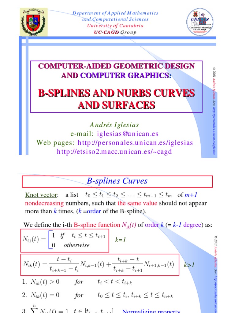 B-Splines and Nurbs Curves and Surfaces | PDF | Geometric Shapes | Mathematics Of Computing