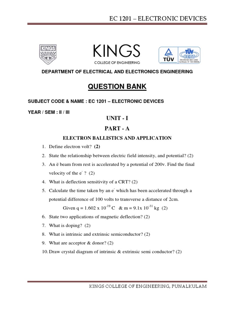 Ec1201 Edc | PDF | Transistor | Field Effect Transistor
