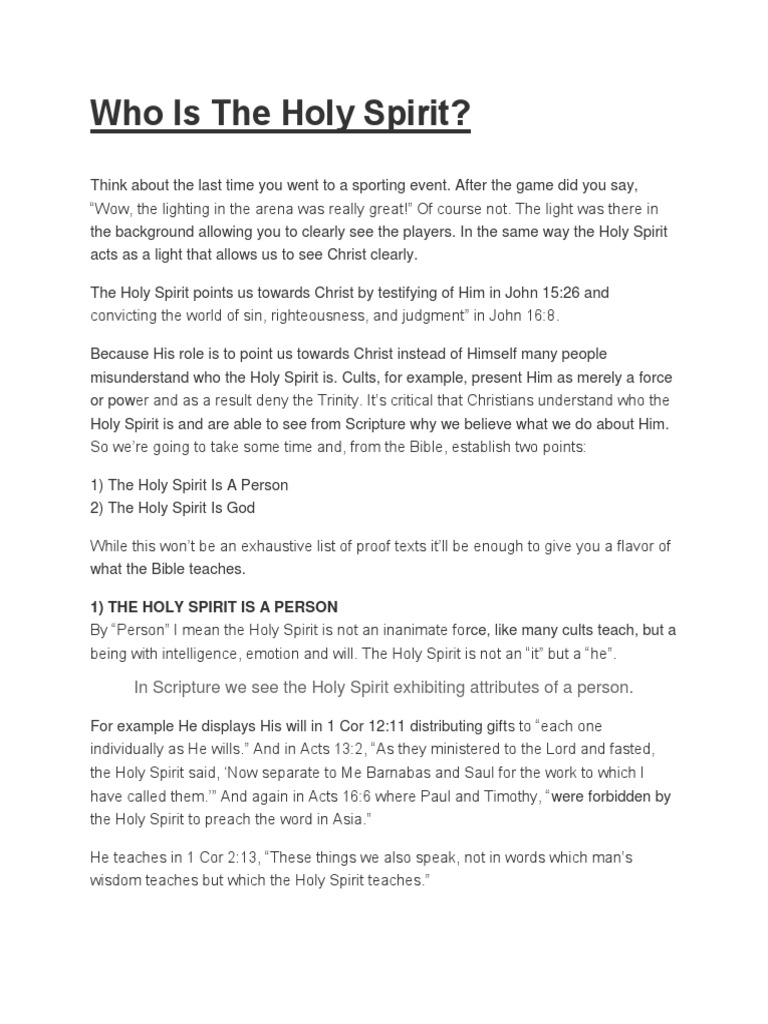 Who Is The Holy Spirit | PDF | Holy Spirit | Trinity