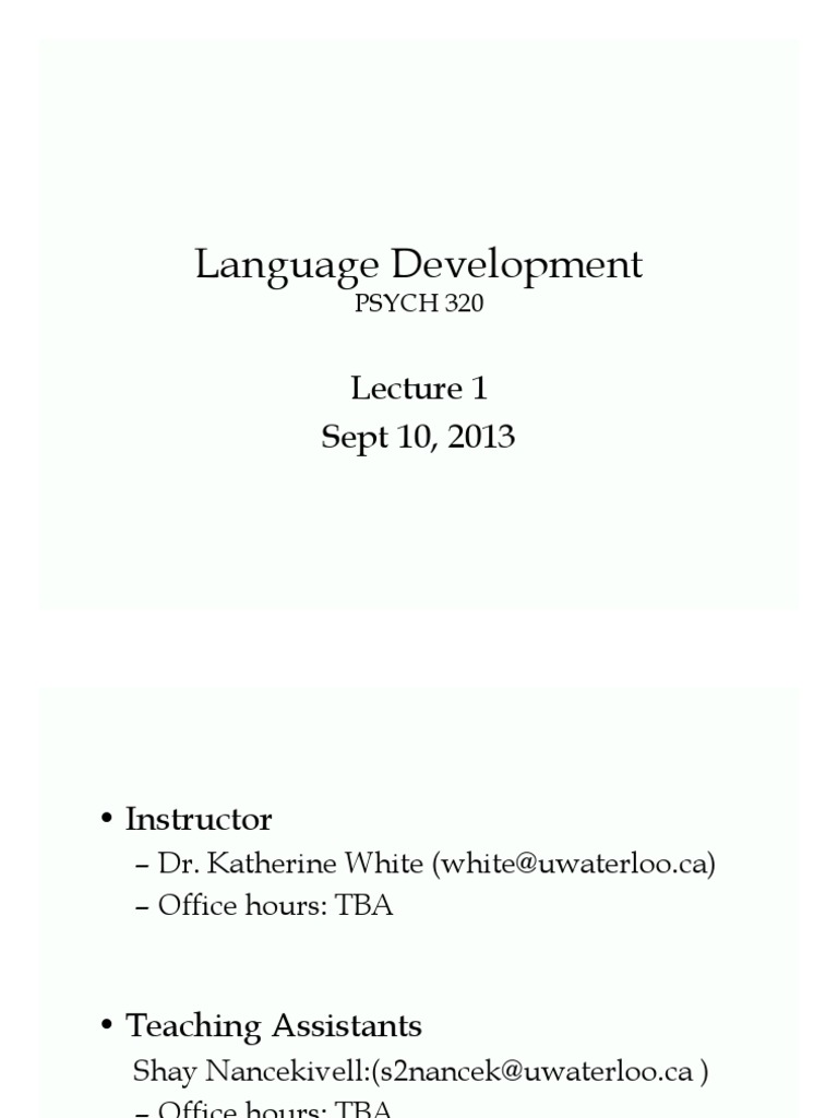 Language Development: Sept 10, 2013 | PDF | Language Development | Word