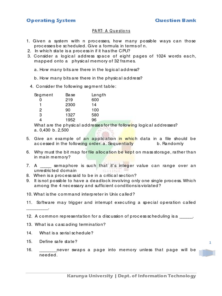 Operating System Question Bank | PDF | Scheduling (Computing) | Thread ... Operating System Question Bank | PDF | Scheduling (Computing) | Thread ...