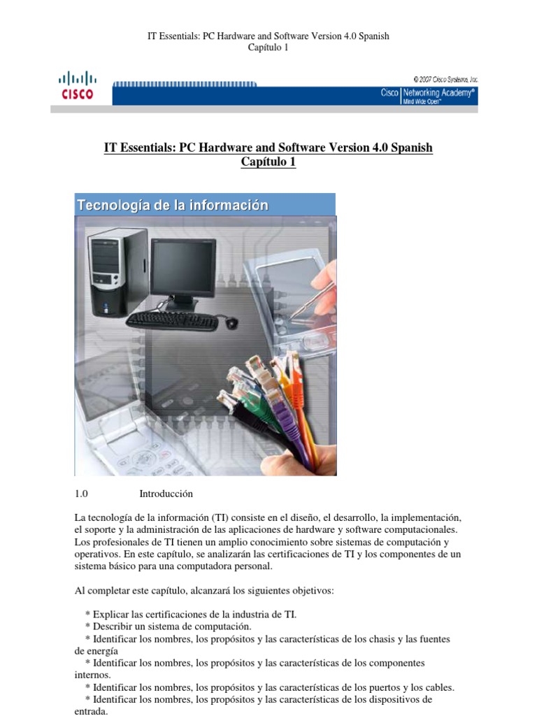 Capitulo 1 IT Essentials PC Hardware and Software Version 4.0 Spanish ...