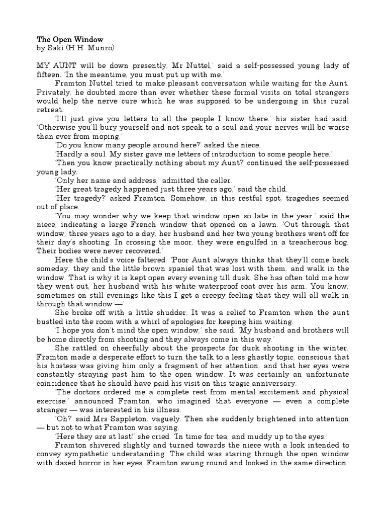 The Open Window by Saki | PDF