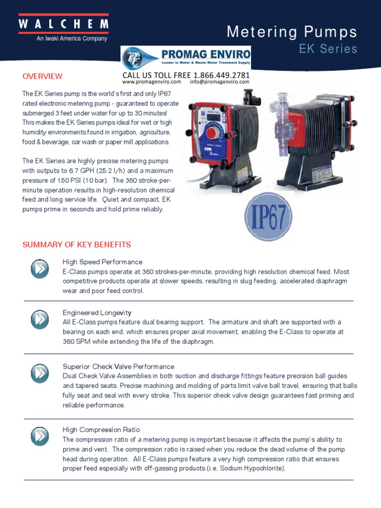 Walchem Pump EK Series Brochure, EKB, EKC | PDF | Pump | Vacuum Tube