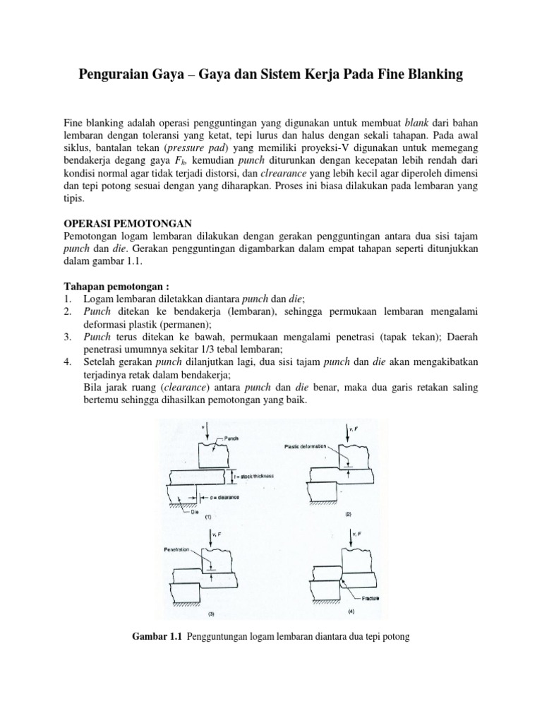 Proses Fine Blanking dan Gaya Kerja | PDF