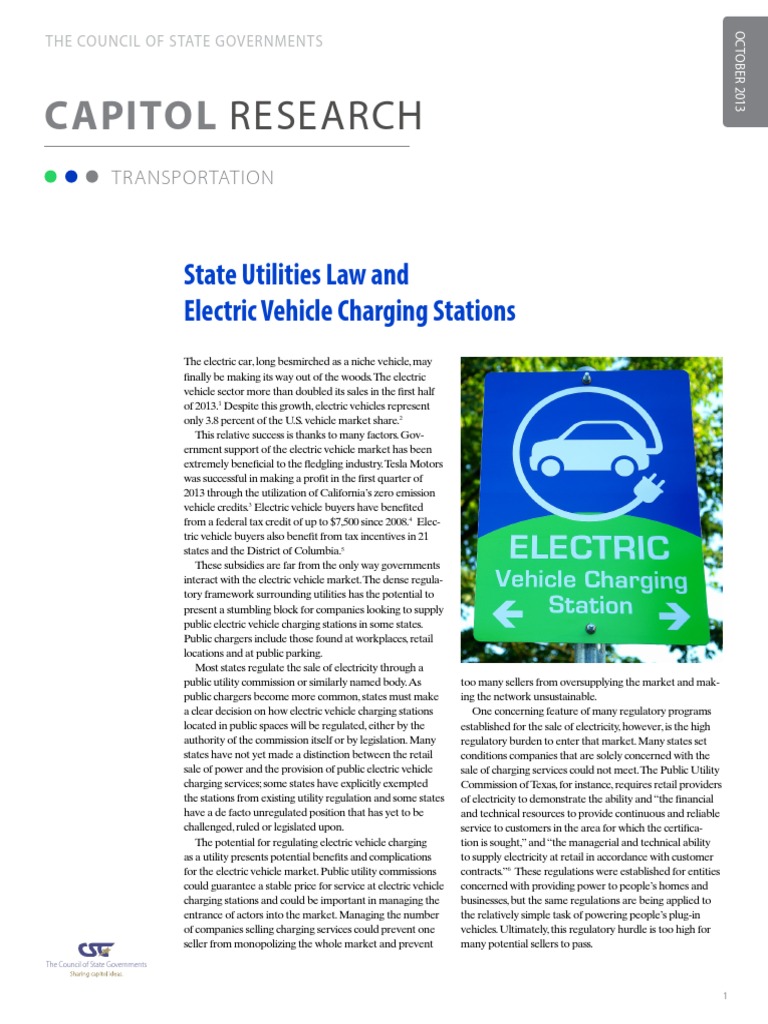 State Utilities Law and Electric Vehicle Charging Stations | PDF ...