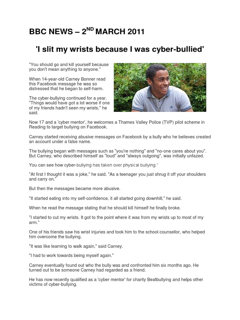 BBC NEWS - Cyber-Bullying Article | PDF | Cyberbullying | Misconduct