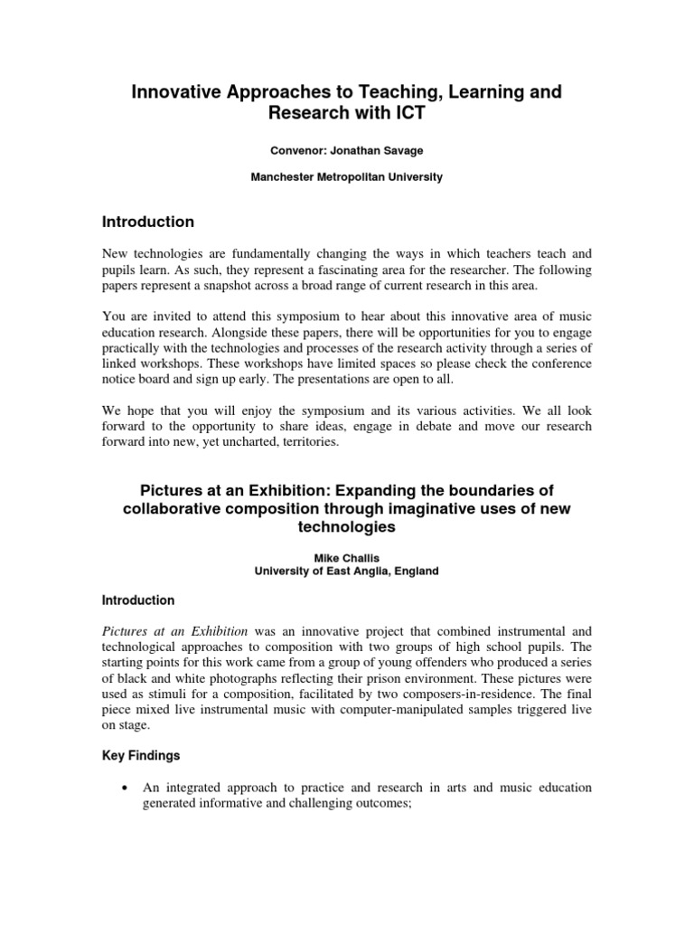 Innovative Approaches To Teaching, Learning and Research With ICT | PDF ...