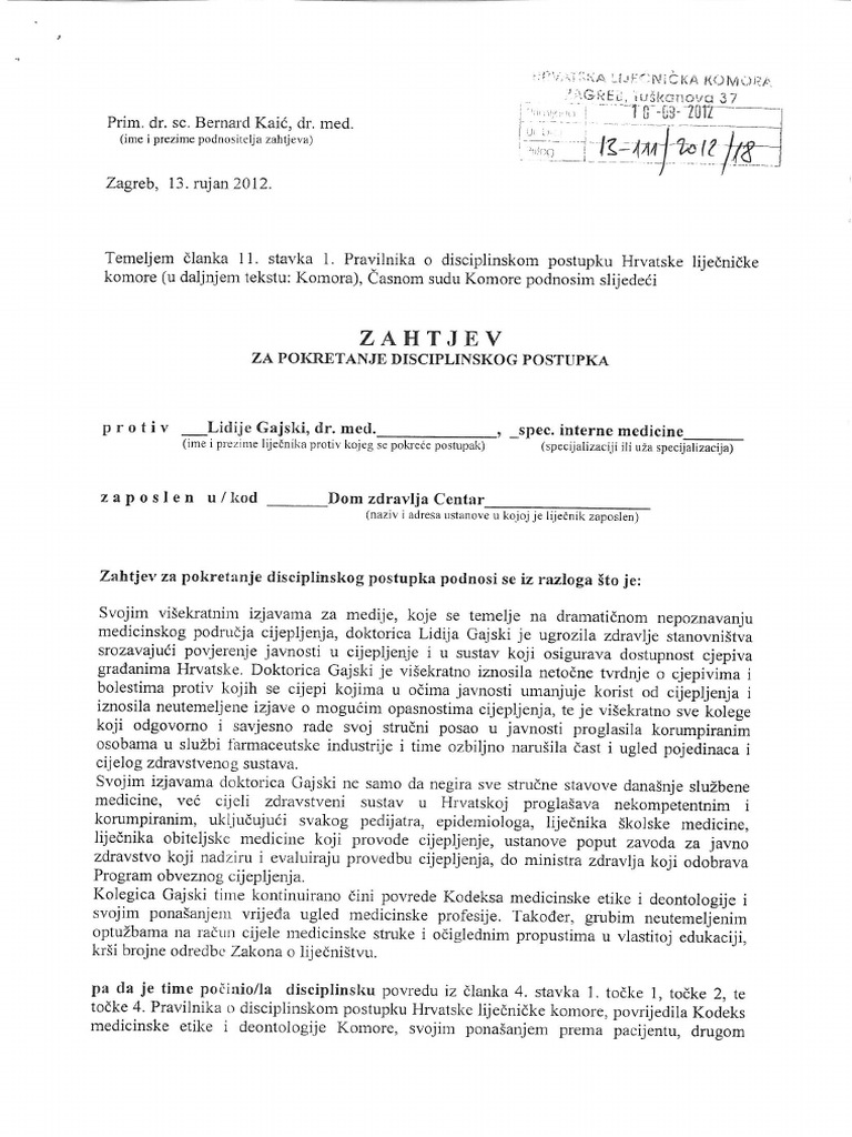 Kaic Zahtjev 13.9.2012 | PDF