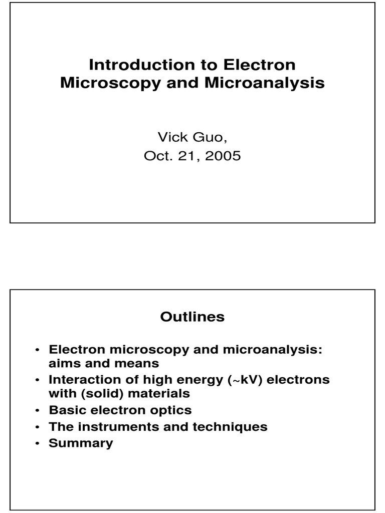 Introduction To Electron Microscopy and Microanalysis | PDF ...