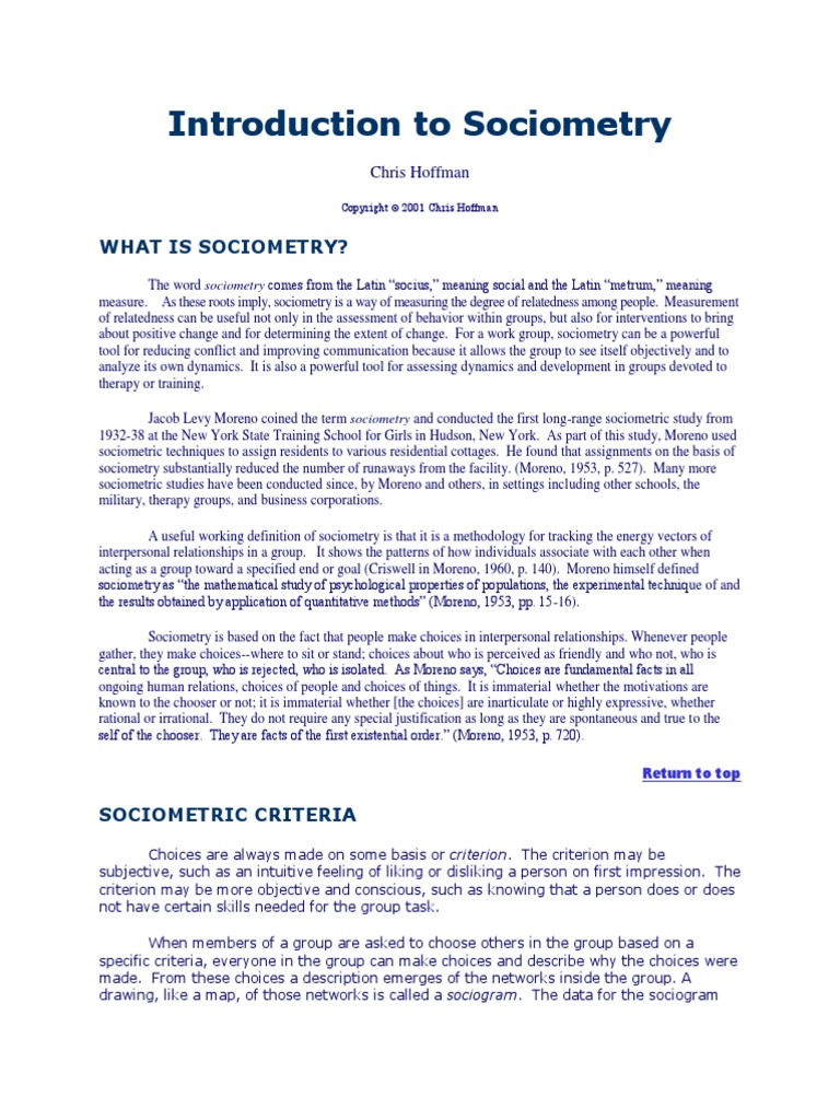 Introduction To Sociometry | PDF | Social Psychology | Psychological ...