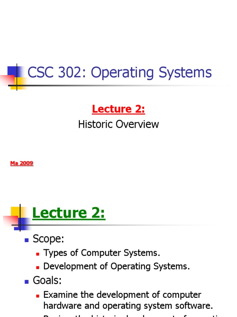 Lecture2 Historic Overview | PDF | Operating System | Computer Program