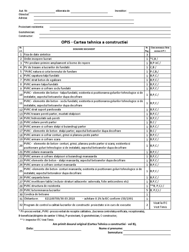 Cartea Tehnica A Constructiei | PDF