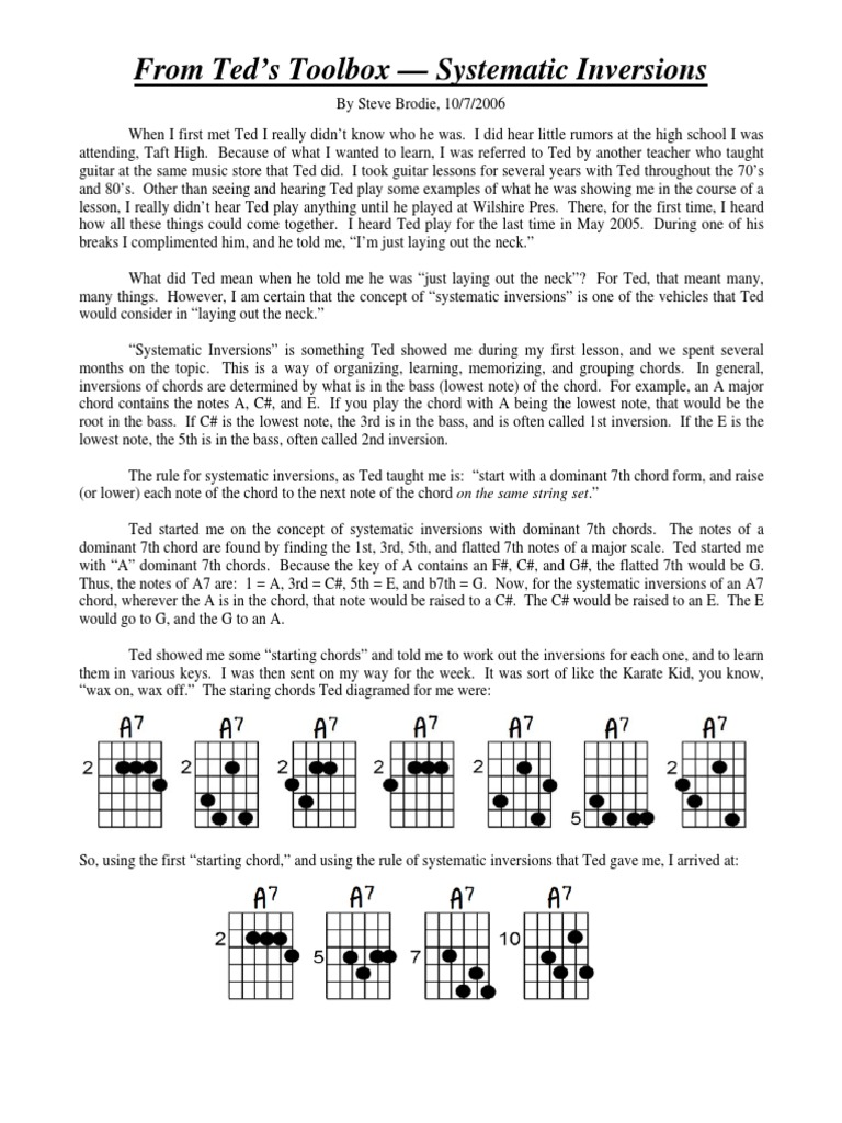 From Ted's Toolbox - Systematic Inversions | PDF | Chord (Music ...