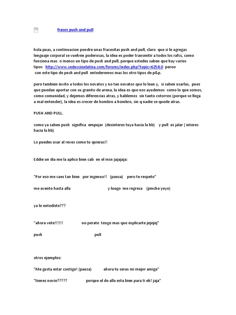 Frases Push and Pull | PDF | Humor | Mujer