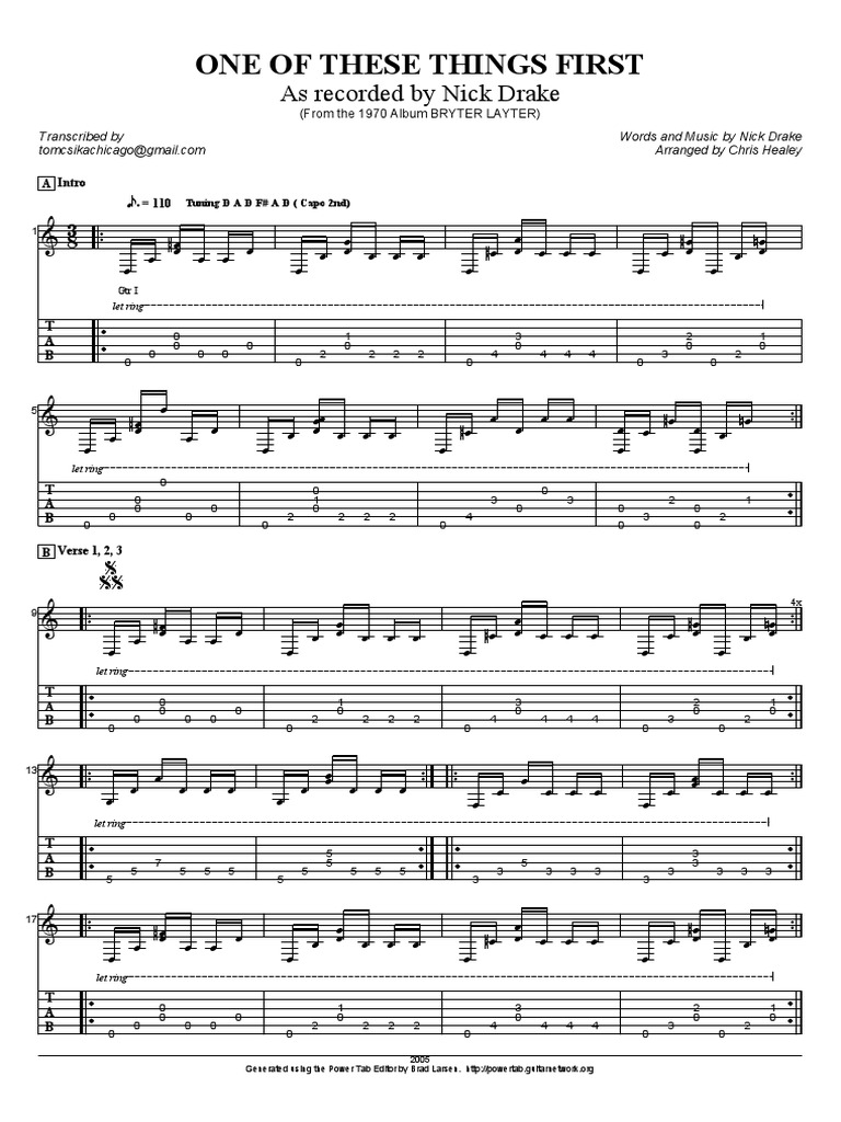Nick Drake: One of These Things First Tab | PDF