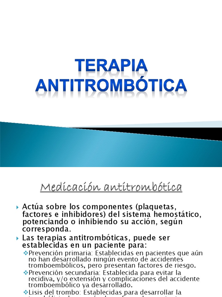 Terapia Antitrombótica Coagulación Especialidades Medicas