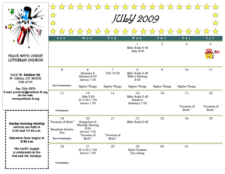 Church Calendar and Events Schedule | PDF | Western Christianity ...
