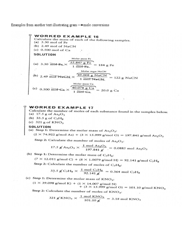 Gram-Mole Conversion Illustrations | PDF | Chemistry | Nature