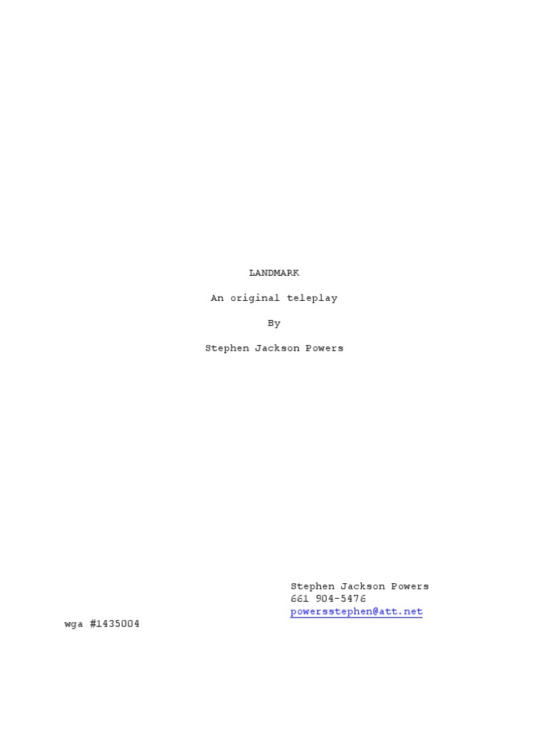 Landmark An Original Teleplay by Stephen Jackson Powers | PDF | Courtroom | Plea