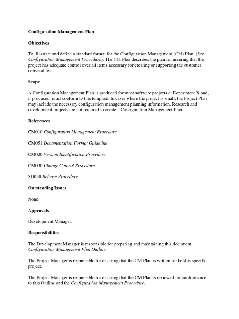 Configuration Management Plan | PDF | Business