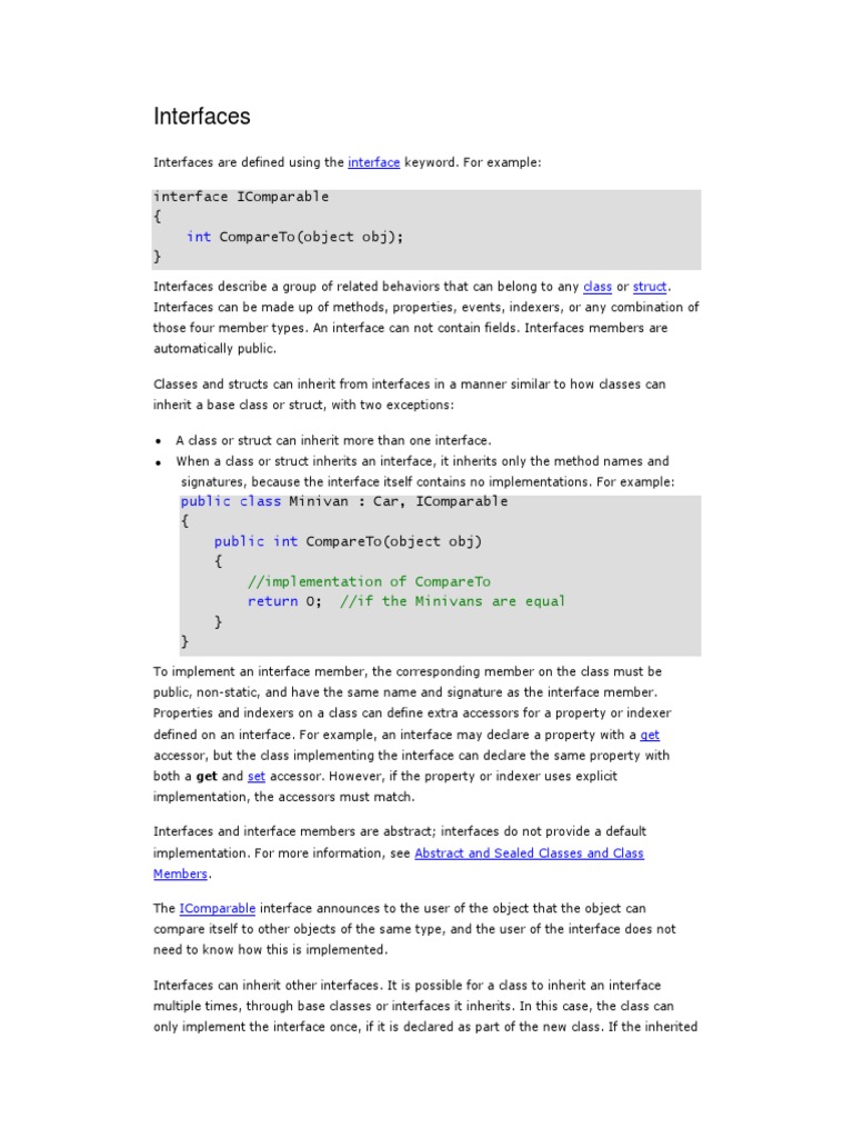 Interfaces in C# PDF | PDF | Class (Computer Programming) | Inheritance ...