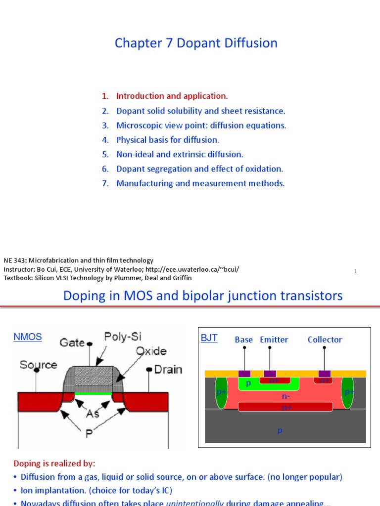 ChaptedOPANT dIFFUSION 7 Dopant Diffusion - I | PDF | Doping (Semiconductor) | Diffusion
