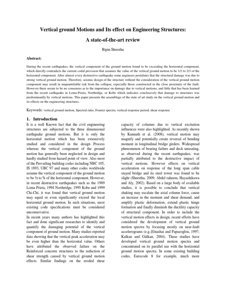 Vertical Ground Motions and Its Effect On Engineering Structures | PDF ...