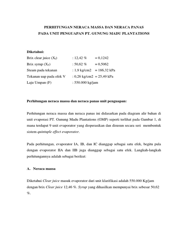 Perhitungan Neraca Massa Dan Neraca Panas | PDF | Metode & Bahan Ajar